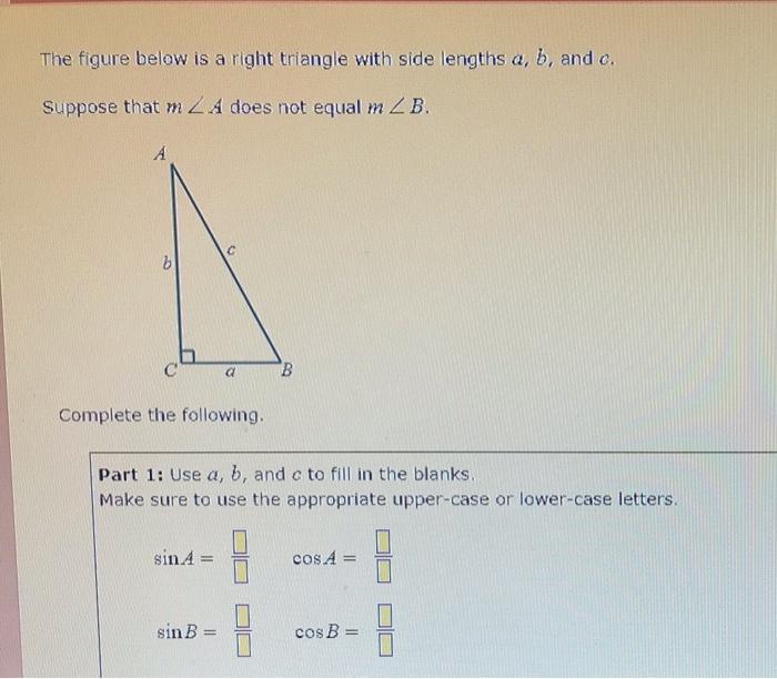 Solved The figure below is a right triangle with side | Chegg.com