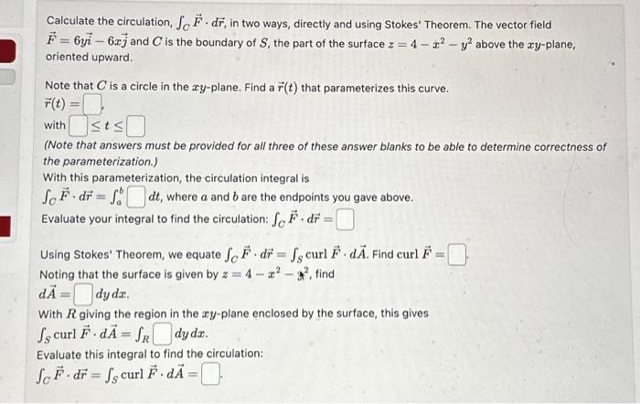 Solved Calculate the circulation, ∫CF⋅dr, in two ways, | Chegg.com
