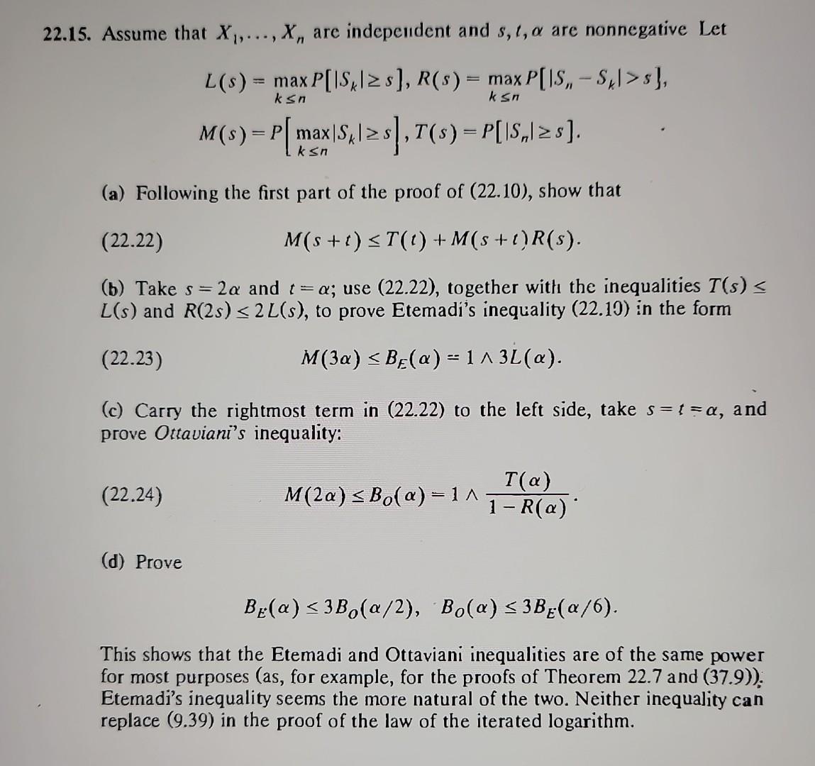 Solved 2.15. Assume that X1,…,Xn are indepeudent and s,t,α | Chegg.com