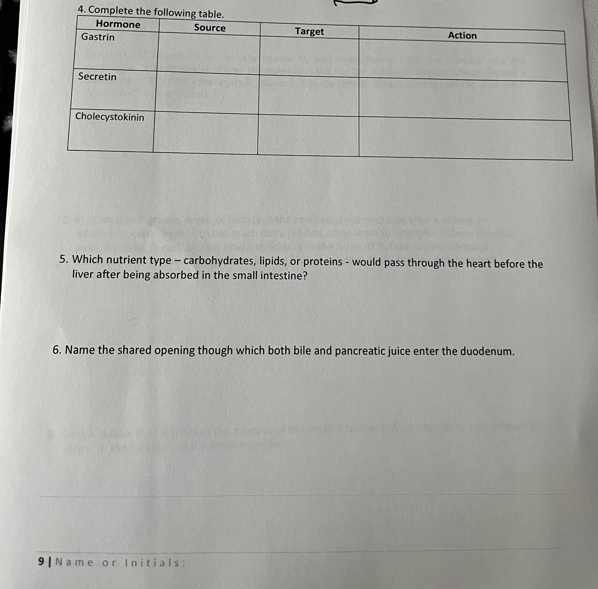 Solved Complete the following table.Which nutrient type - | Chegg.com