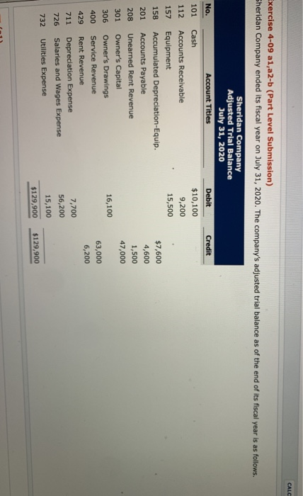 Solved CALC Exercise 4-09 a1,a2-b (Part Level Submission) | Chegg.com