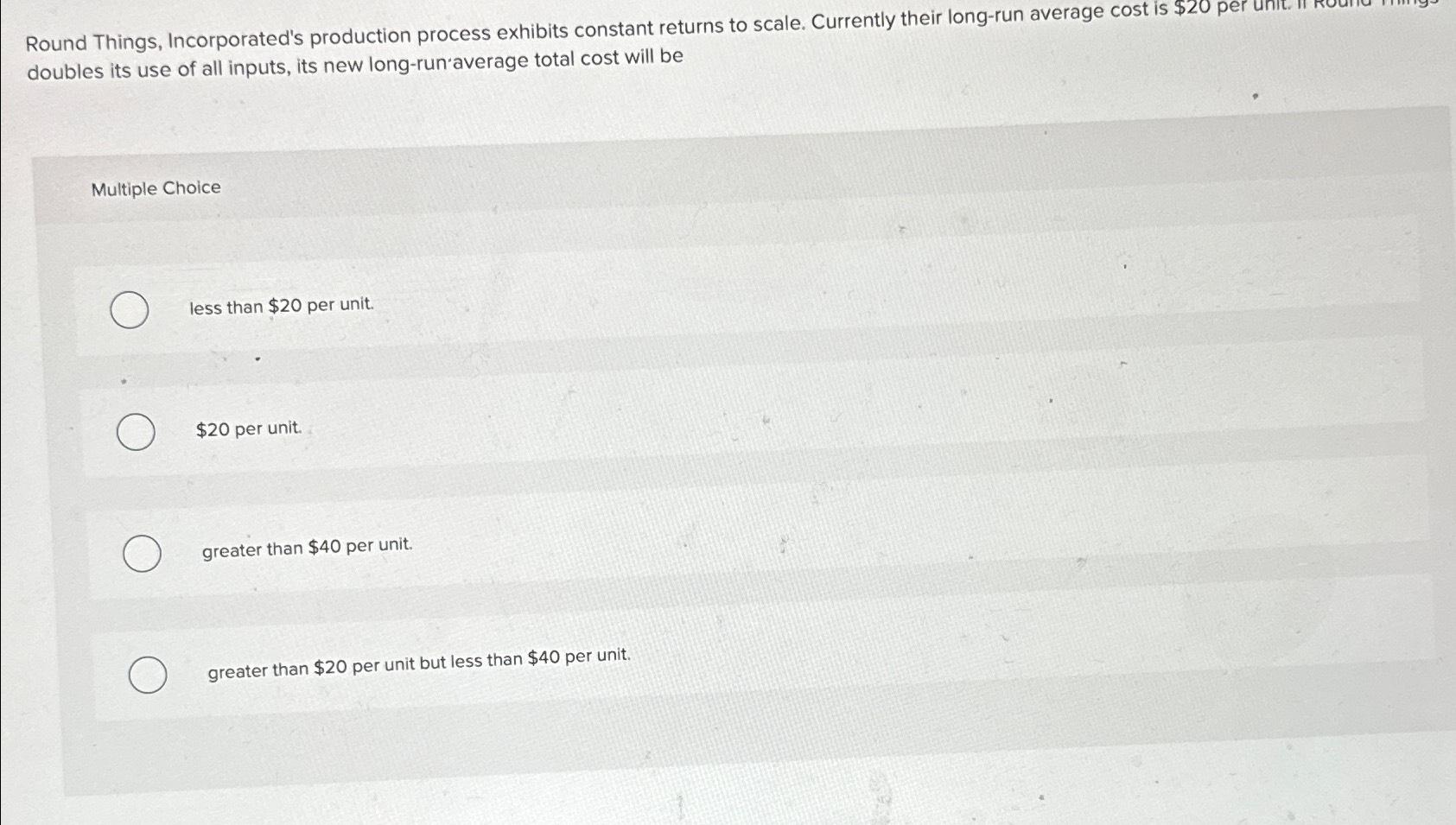 Solved Round Things, Incorporated's production process | Chegg.com