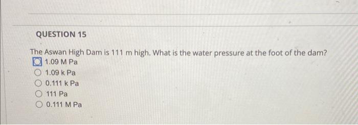 Solved The Aswan High Dam is 111 m high. What is the water | Chegg.com