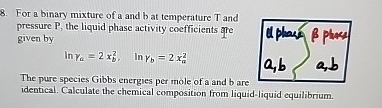 Solved For a binary mixture of a and b ﻿at temperature T | Chegg.com