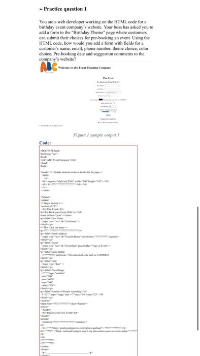 Solved - Practice question 1 You are a web developer working | Chegg.com