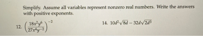 Solved Simplify. Assume all variables represent nonzero real | Chegg.com