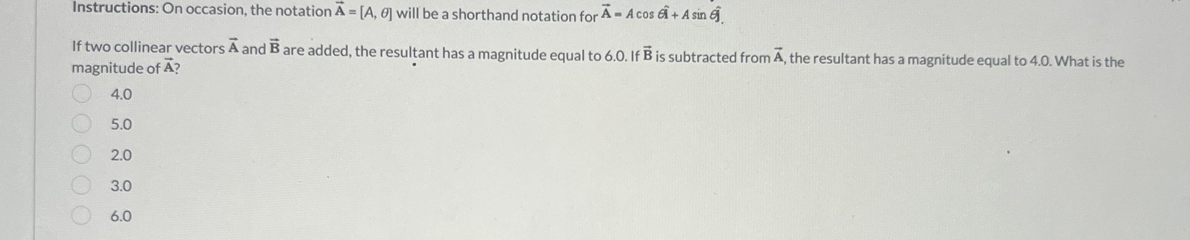 Solved Instructions: On occasion, the notation vec(A)=[A,θ] | Chegg.com