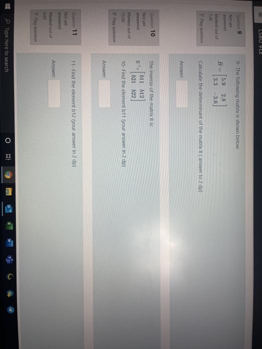 Solved LSBU VLE 9. The following matrix is shown below. De 9 | Chegg.com