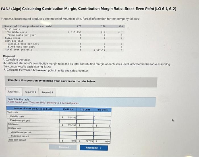 Solved PA6-1 (Algo) Calculating Contribution Margin, | Chegg.com