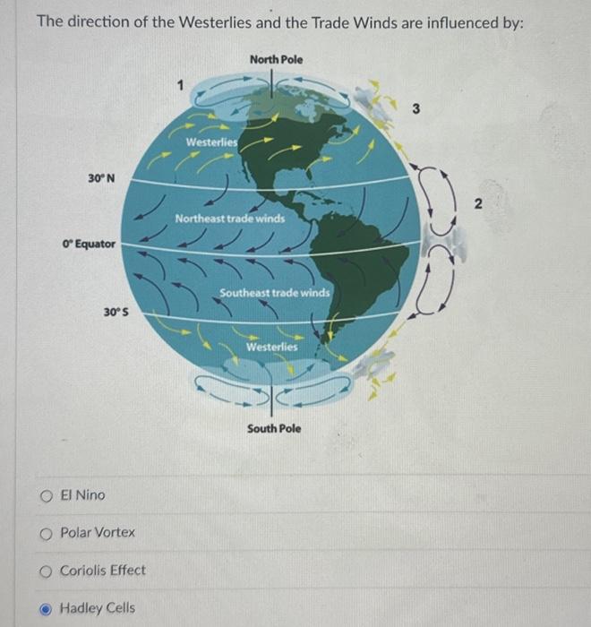 Solved The direction of the Westerlies and the Trade Winds | Chegg.com