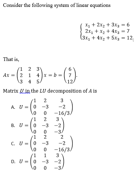 Solved Consider the following system of linear | Chegg.com