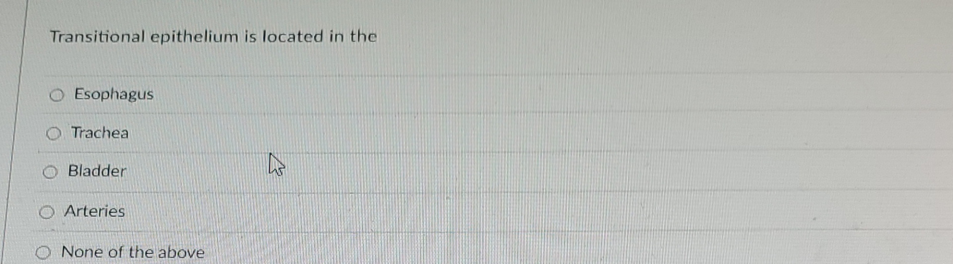 Solved Transitional epithelium is located in | Chegg.com