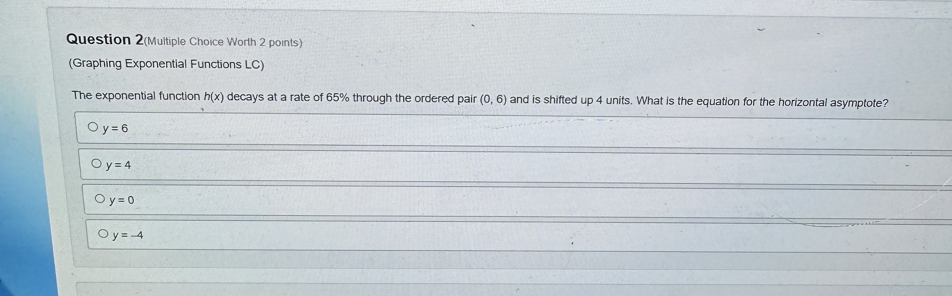Solved Question 2(Multiple Choice Worth 2 ﻿points)(Graphing | Chegg.com