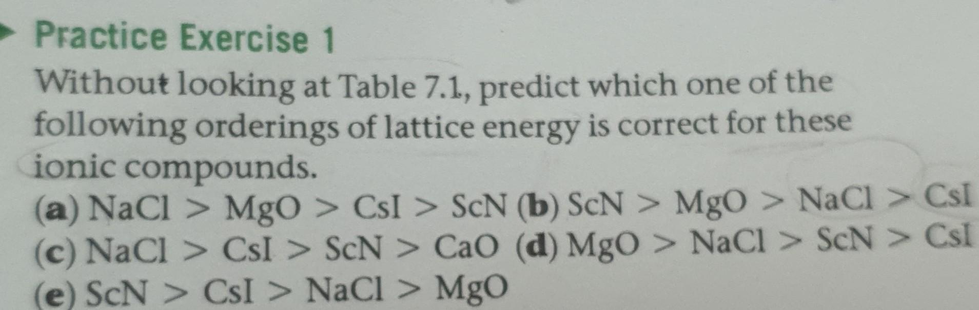 Solved Practice Exercise 1 Without looking at Table 7.1, | Chegg.com