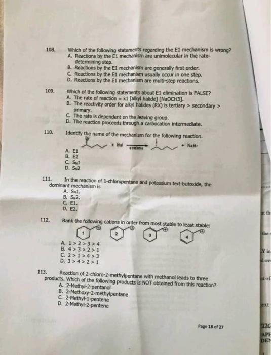 Solved 108. Which of the following statements regarding the | Chegg.com