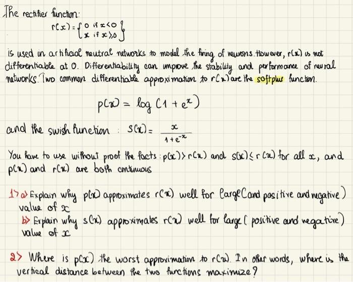 Solved The rectitier function: r(x)={0x if x