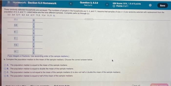 Solved 3 Homework Section 6 3 Homework Question 3 6 3 9 Hw
