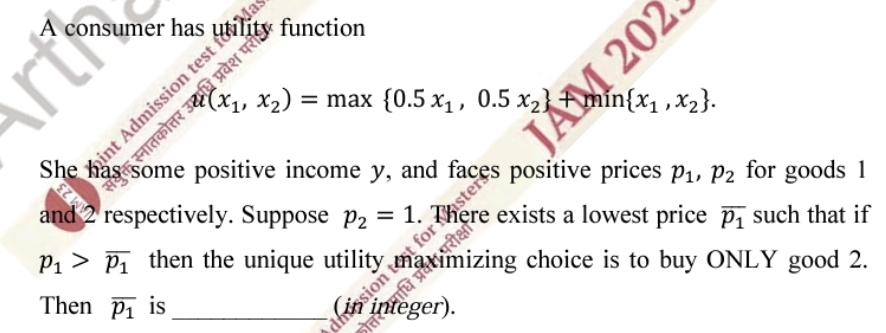 Solved A consumer has utility function | Chegg.com