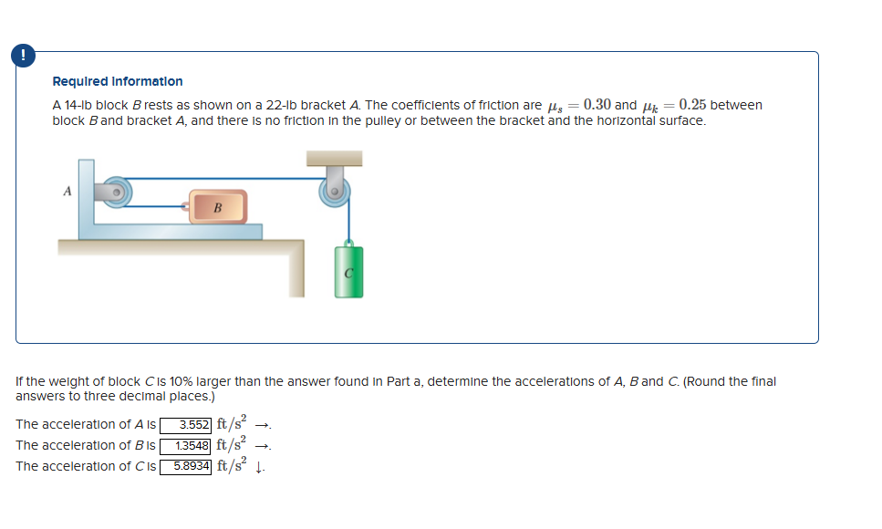 Solved Required InformatlonA 14-lb ﻿block B ﻿rests as ﻿shown | Chegg.com