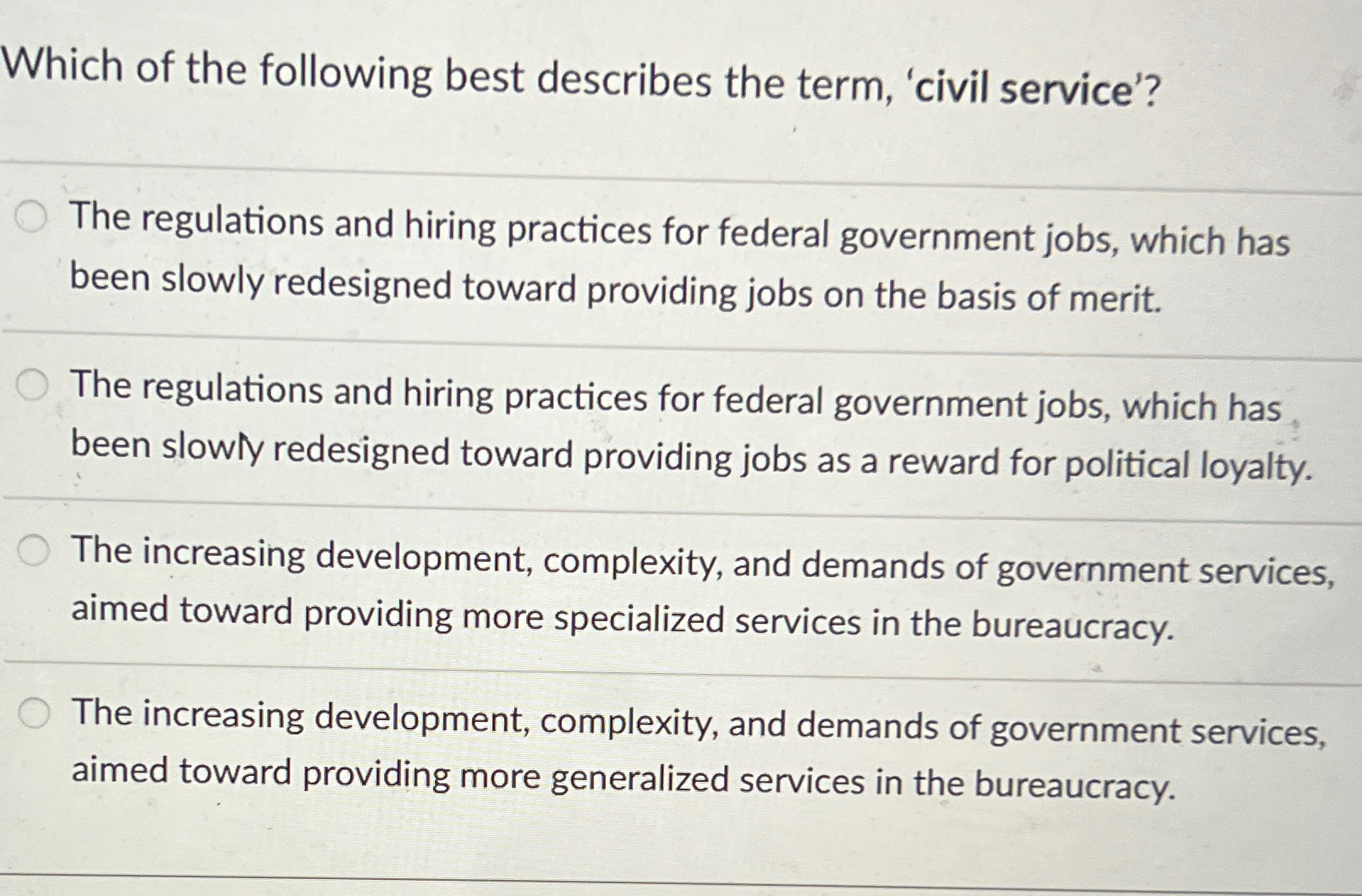 Solved Which of the following best describes the term, | Chegg.com