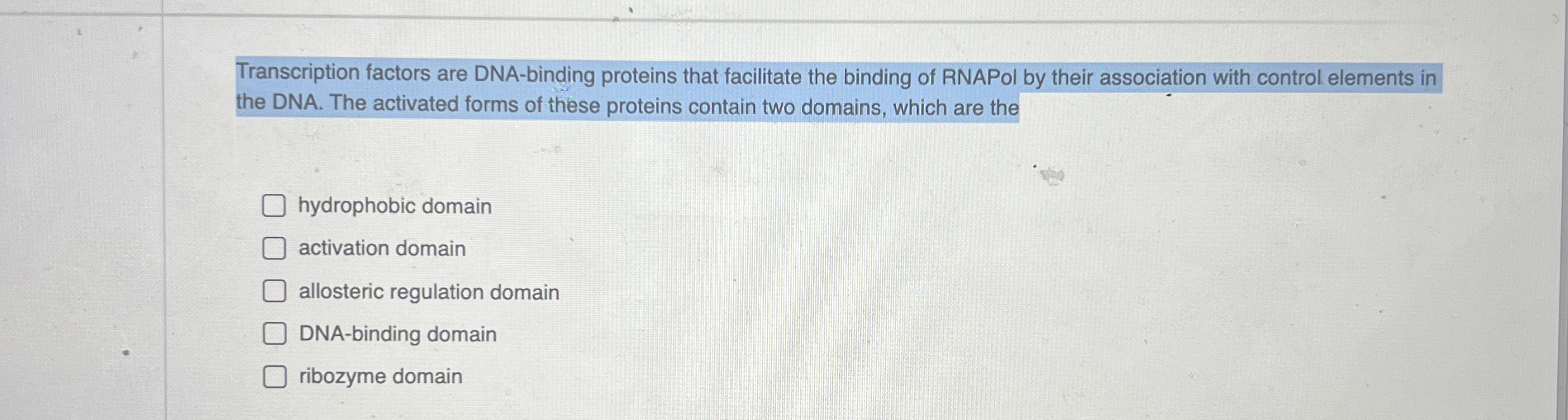 Solved Transcription factors are DNA-binding proteins that | Chegg.com