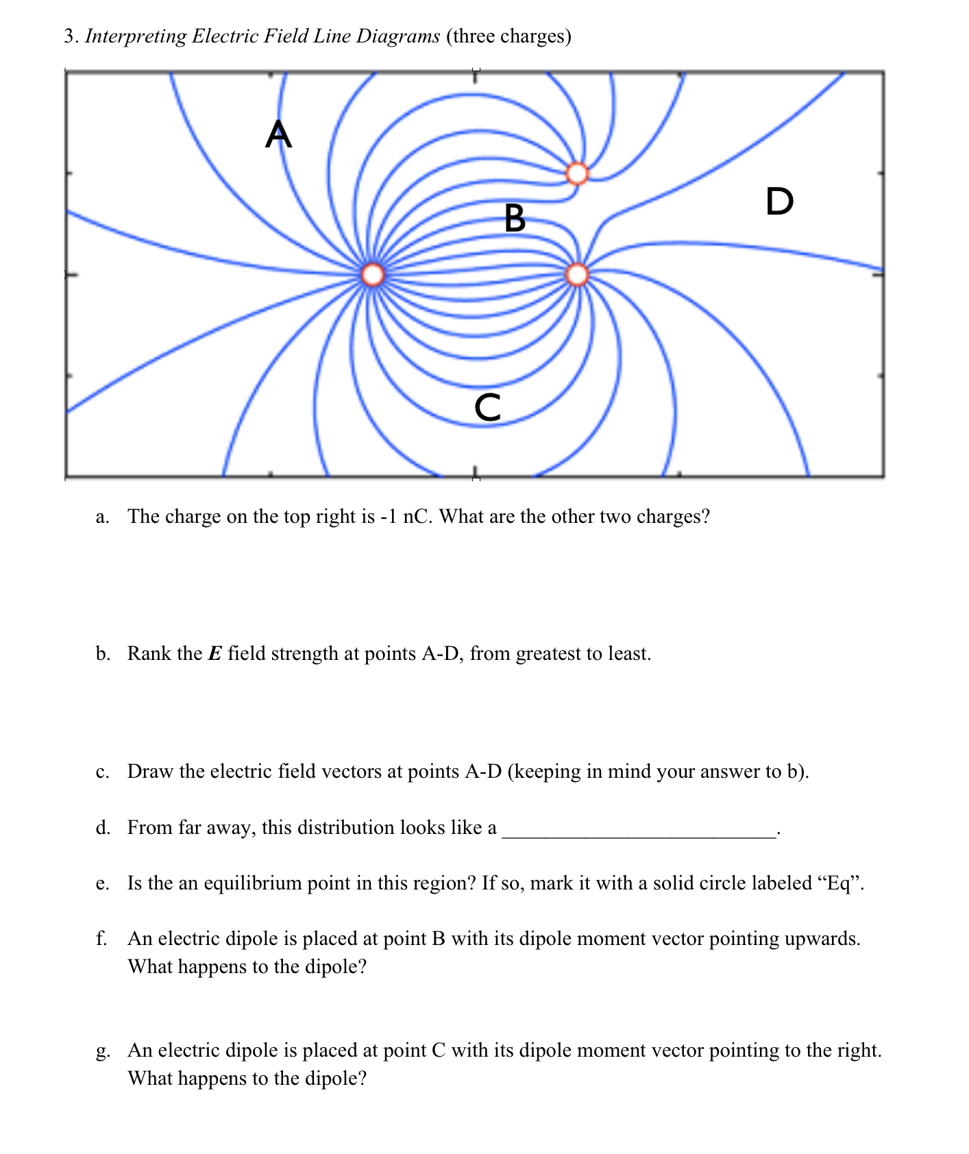 Solved Interpreting Electric Field Line Diagrams (three | Chegg.com