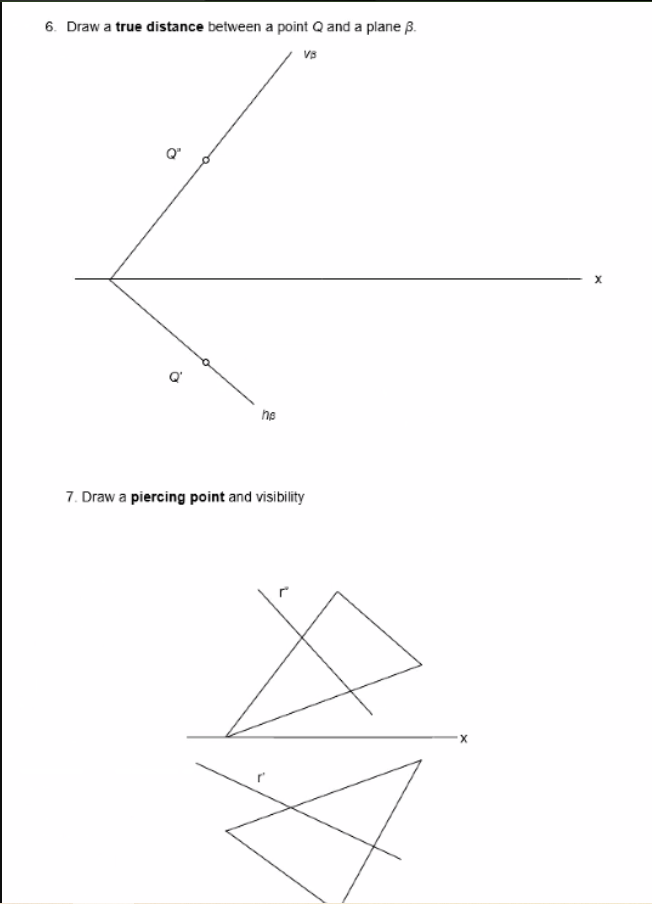 Solved 6. Draw a true distance between a point Q and a plane | Chegg.com