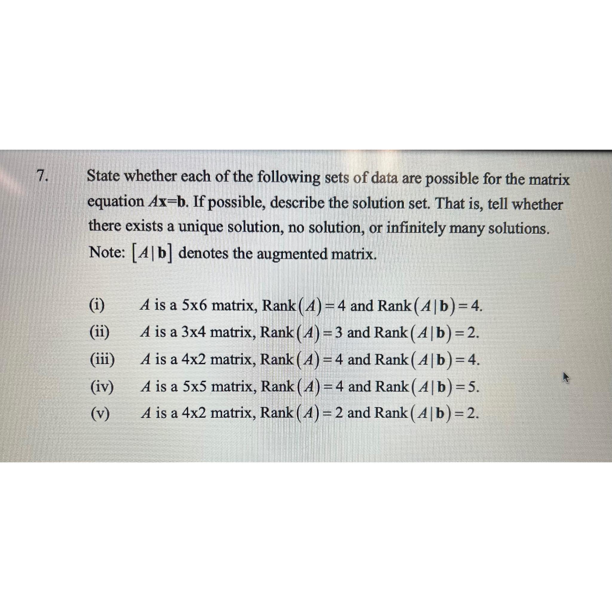 Solved State whether each of the following sets of data are | Chegg.com