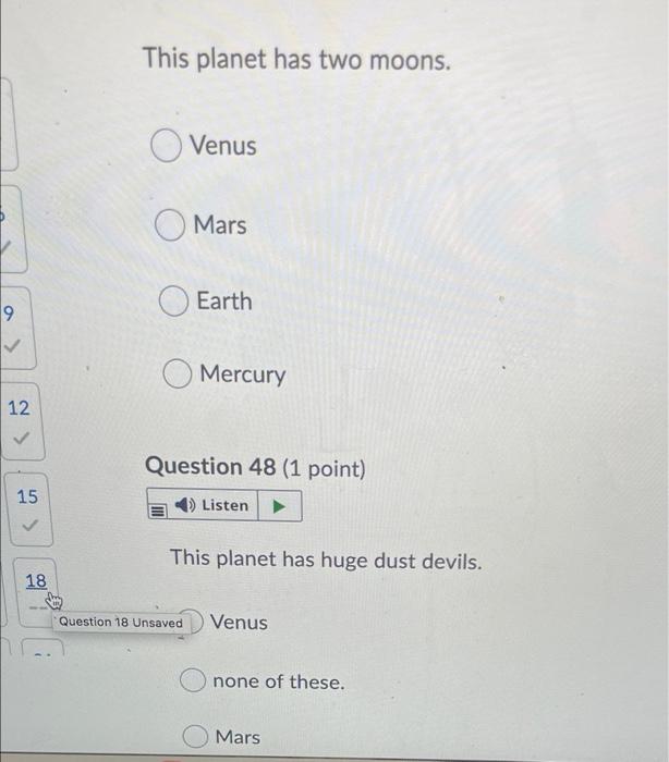 Solved This planet used to be geologically active but died | Chegg.com