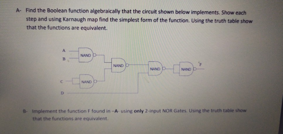 Solved A Find The Boolean Function Algebraically That The