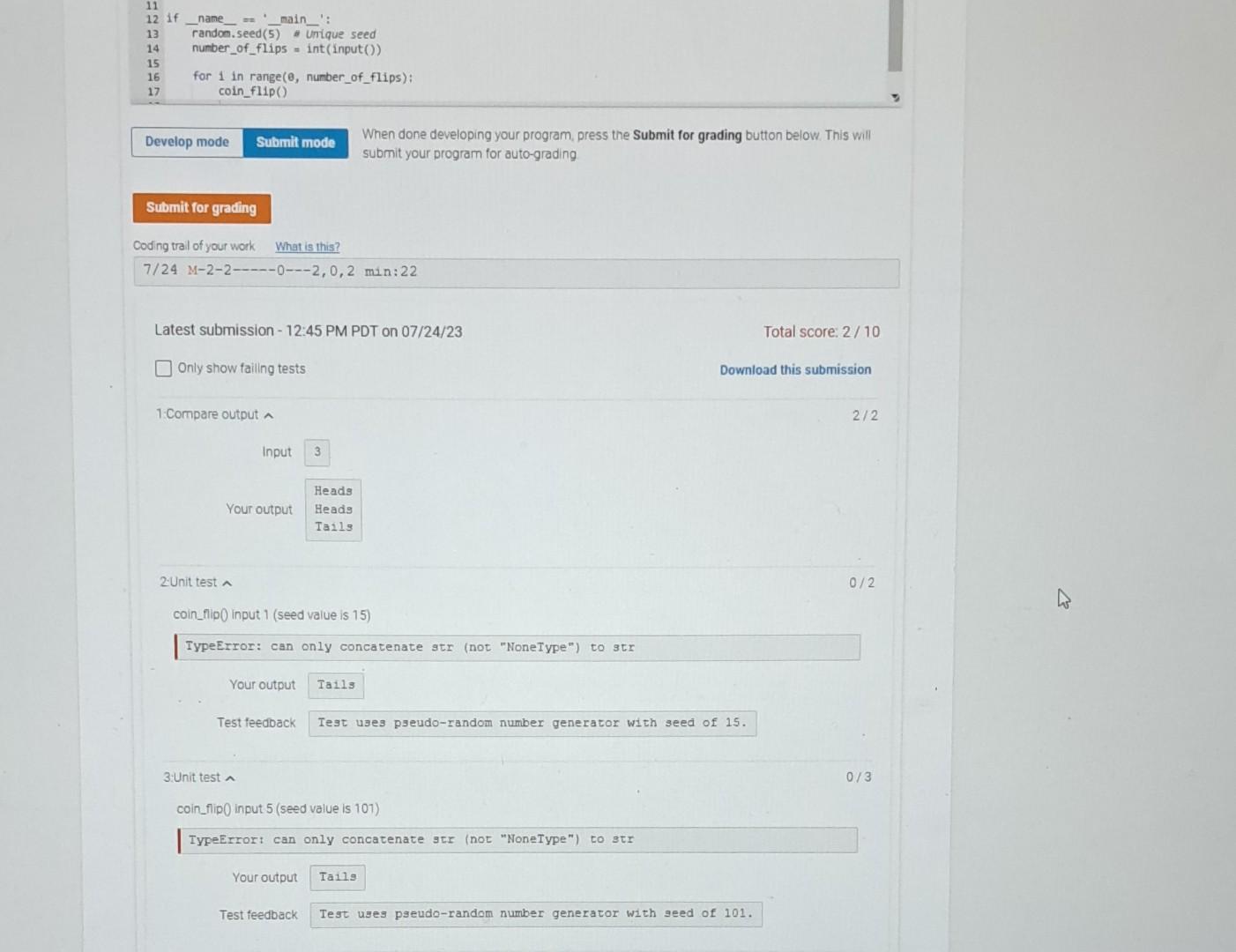 Solved Define a function named coin_flip that returns | Chegg.com