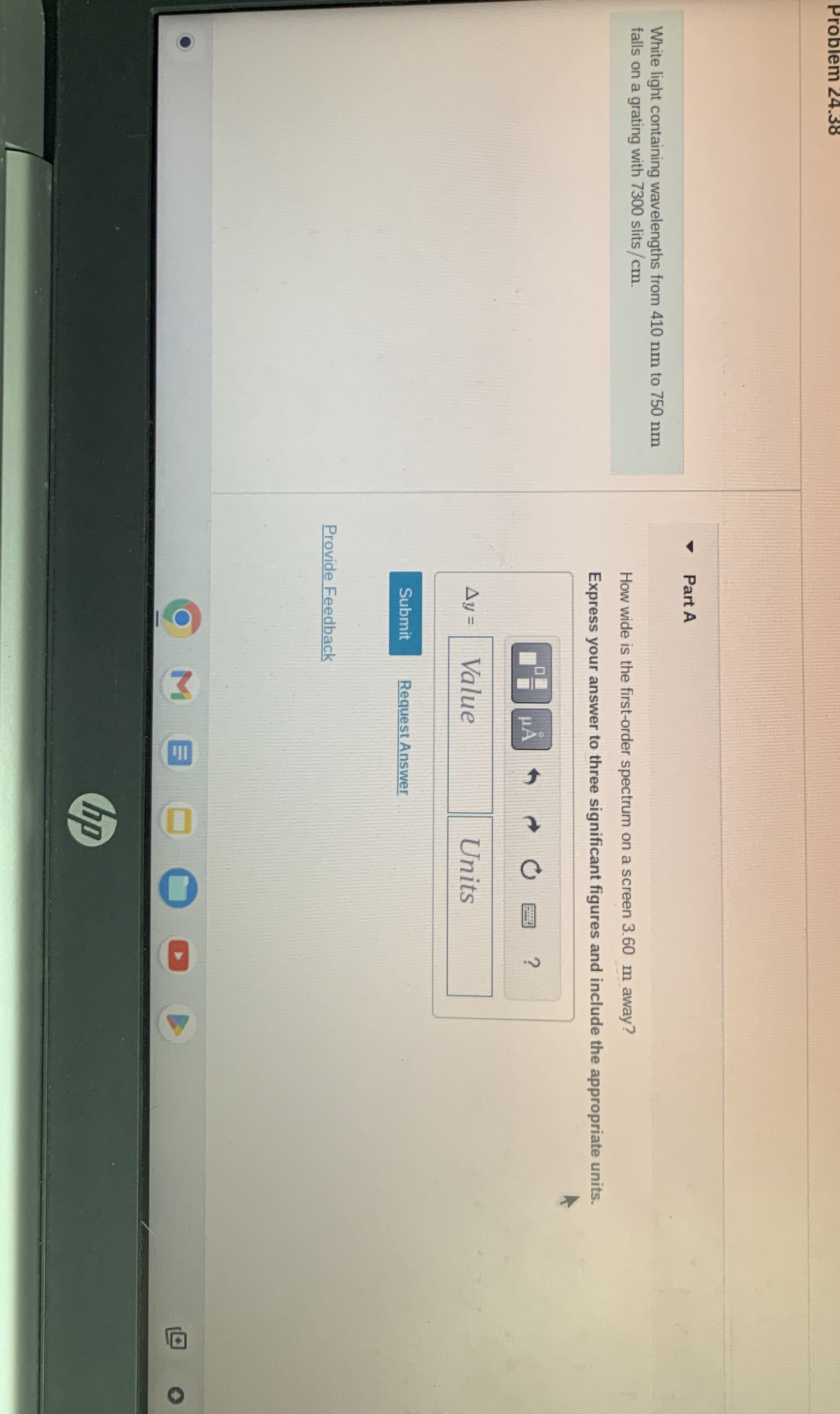 Solved Problem 24.38White light containing wavelengths from | Chegg.com