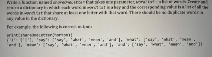 solved-write-a-function-named-shareoneletter-that-takes-one-chegg