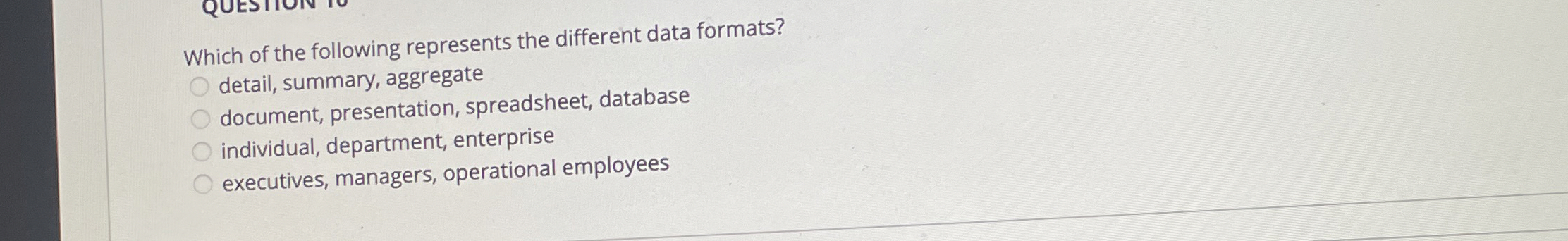 Solved Which of the following represents the different data | Chegg.com