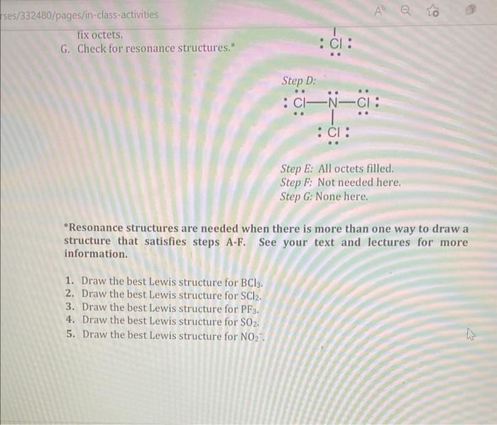 Solved Lewis structures are a method for predicting the | Chegg.com
