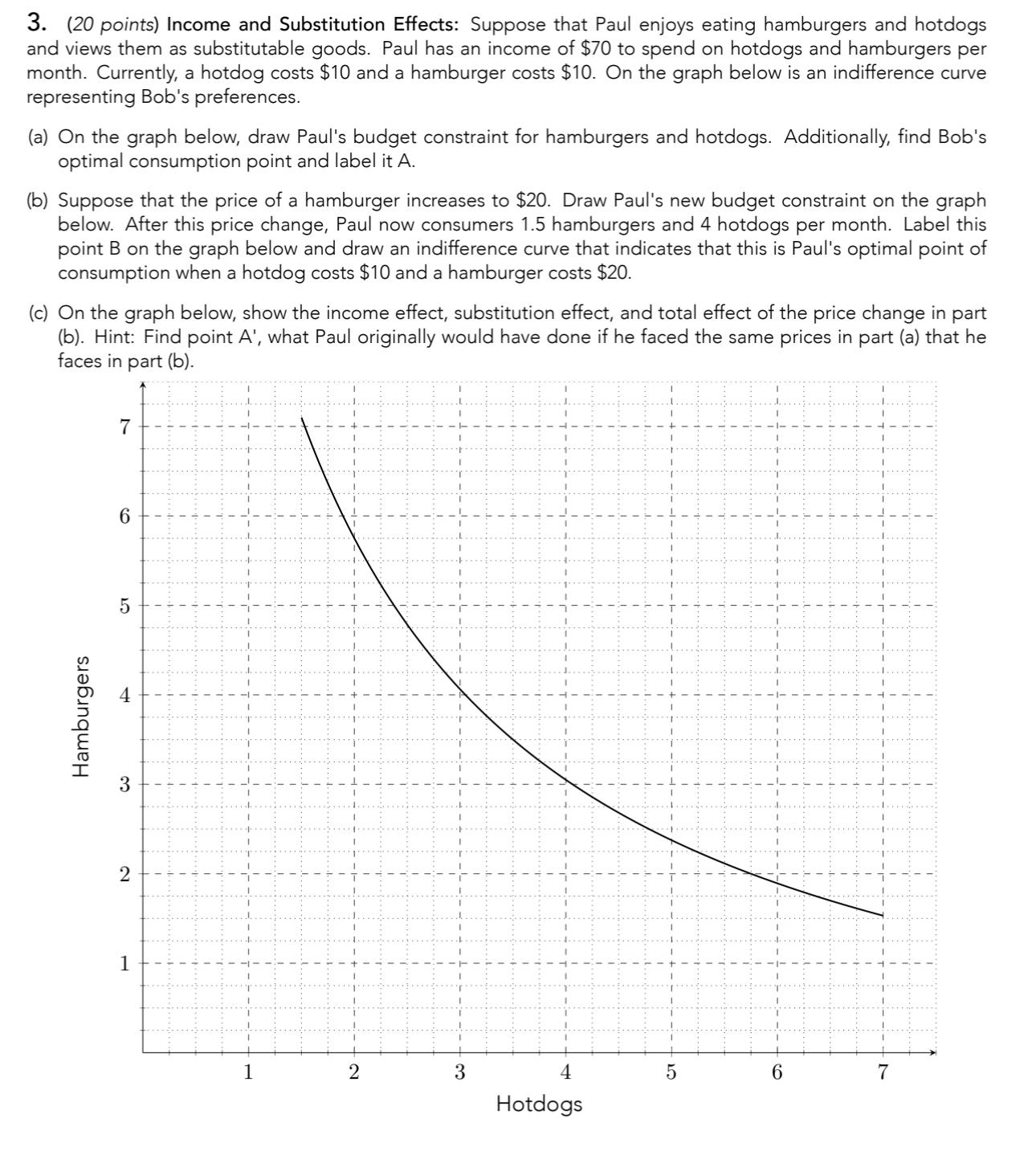 Solved (20 ﻿points) ﻿Income and Substitution Effects: | Chegg.com