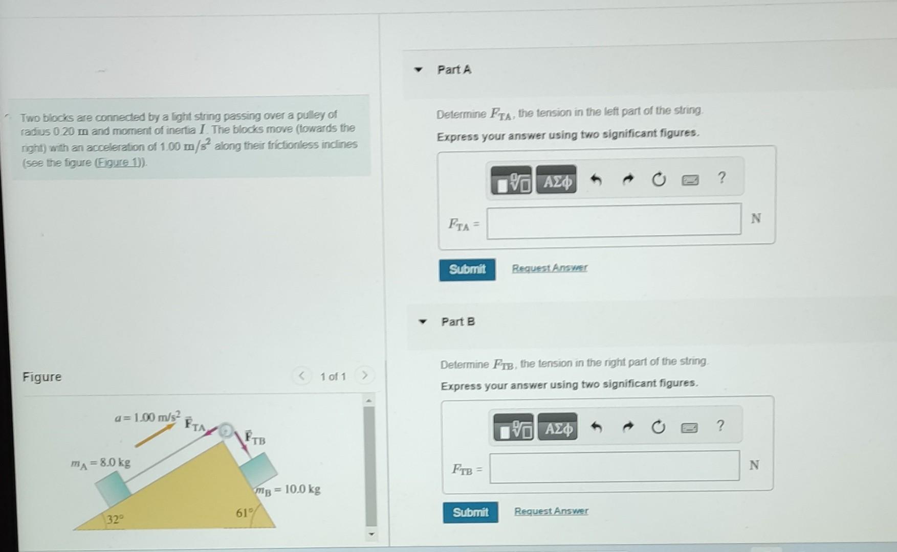 Solved Part ATwo blocks are connecled by a light string | Chegg.com