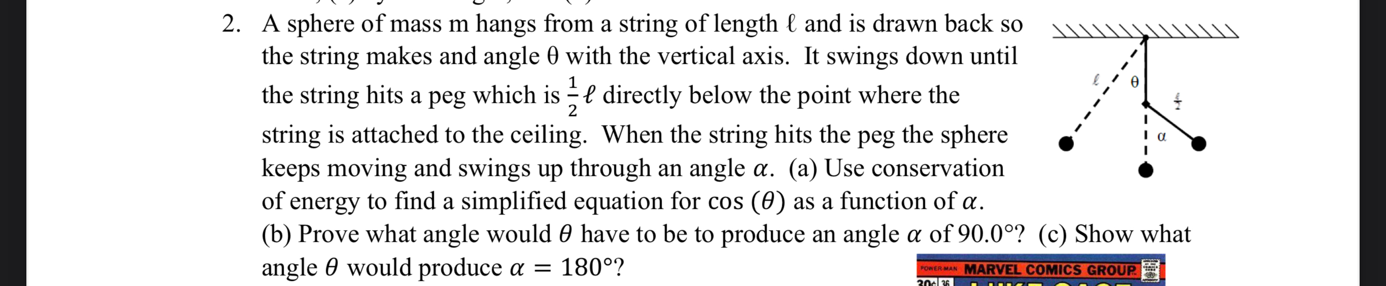 Solved A sphere of ﻿mass m ﻿hangs from a string of ﻿length l | Chegg.com
