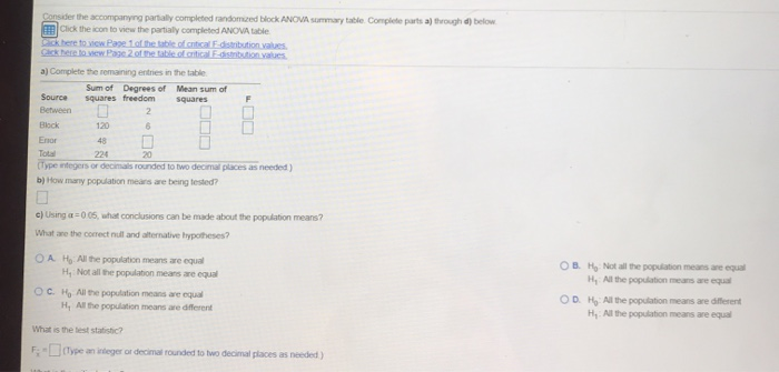 Solved Mean sum of squares F Source Between Block Error | Chegg.com