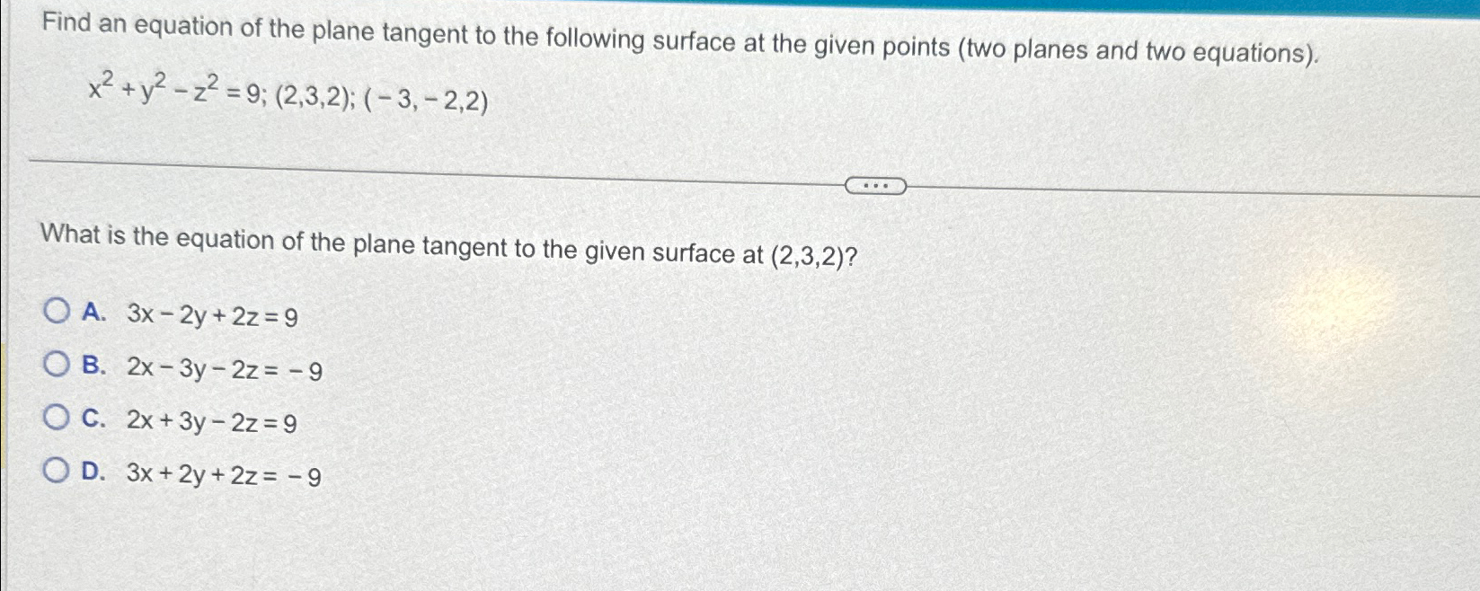 Solved Find an equation of the plane tangent to the | Chegg.com
