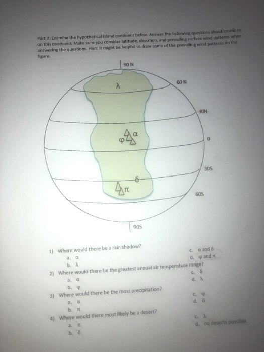 Solved Part 2: Examine the hypothetical island continent | Chegg.com