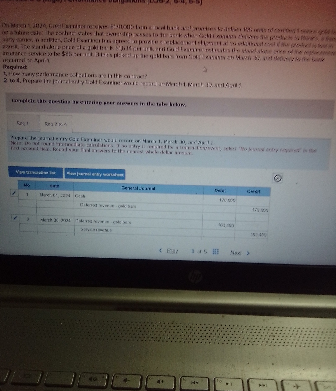 occured on April 1.Required:How many performance | Chegg.com