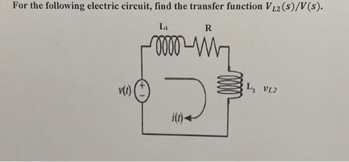 Solved For the following electric circuit, find the transfer | Chegg.com