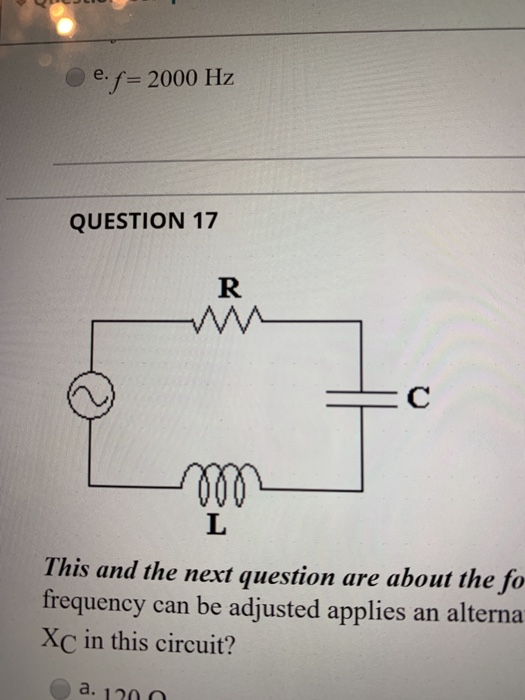 Solved in this rlc circuit, r = 180 omega, L=22 mH, and C = | Chegg.com
