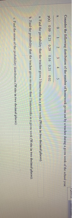 Solved Consider the following distribution of the number of | Chegg.com