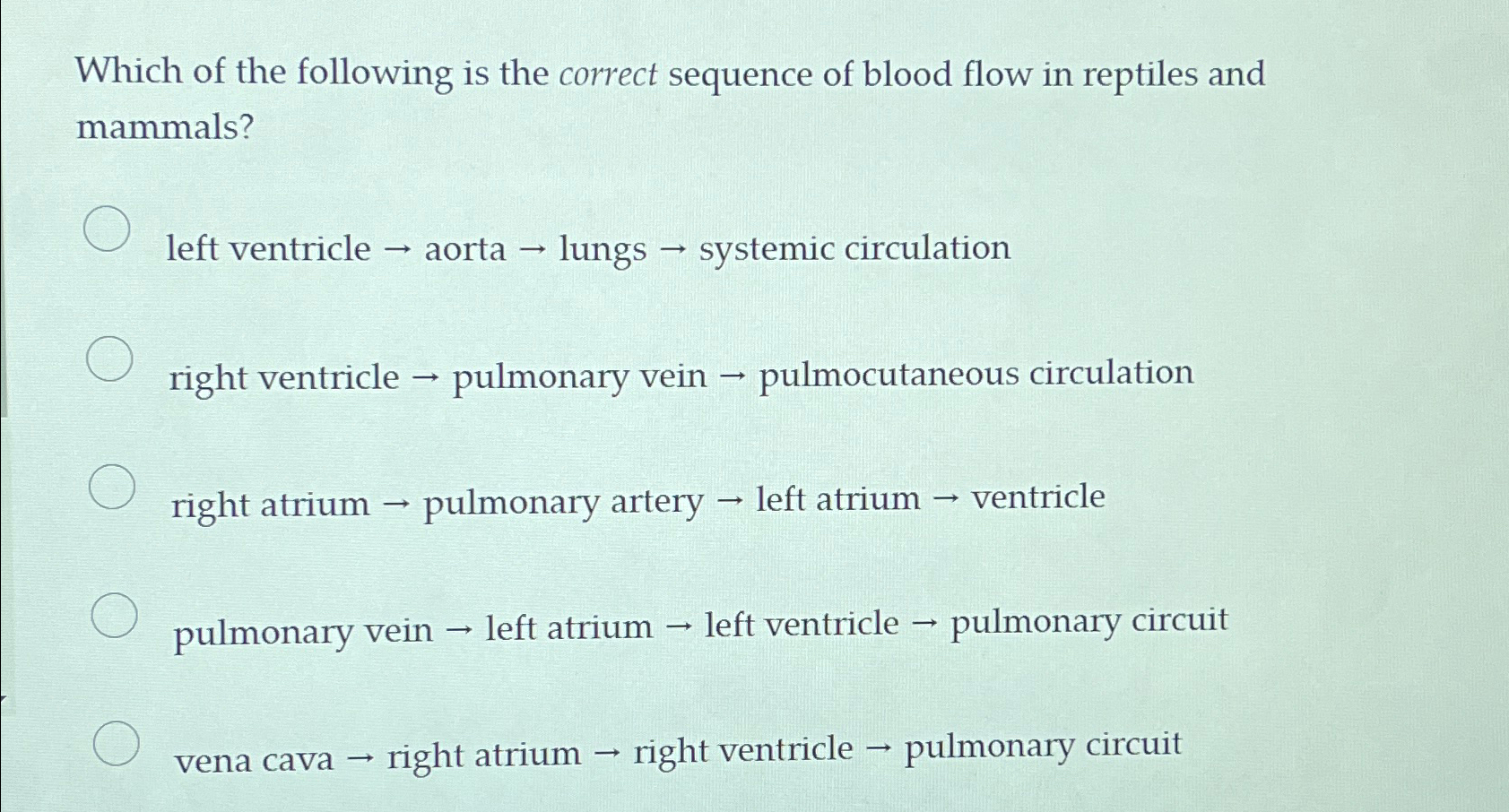 Solved Which of the following is the correct sequence of | Chegg.com