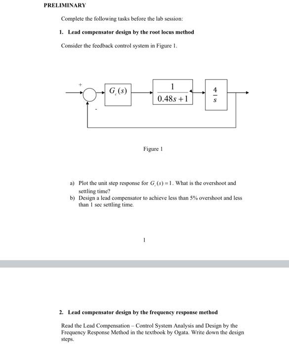 Solved PRELIMINARY Complete the following tasks before the | Chegg.com