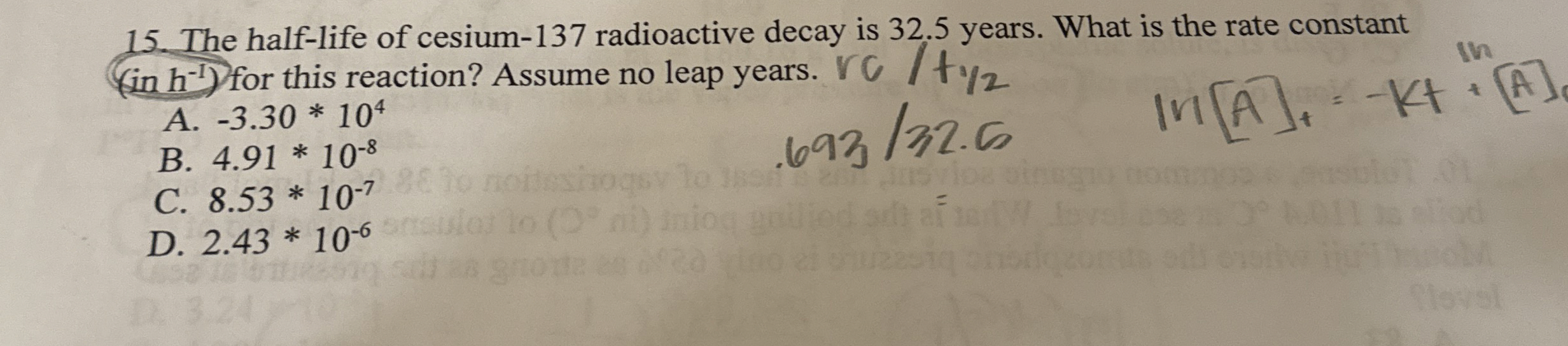 Solved The half-life of cesium-137 ﻿radioactive decay is | Chegg.com
