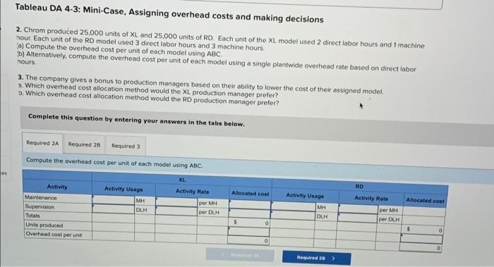 Solved Tableau DA 4-3: Mini-Case, Computing and assigning | Chegg.com