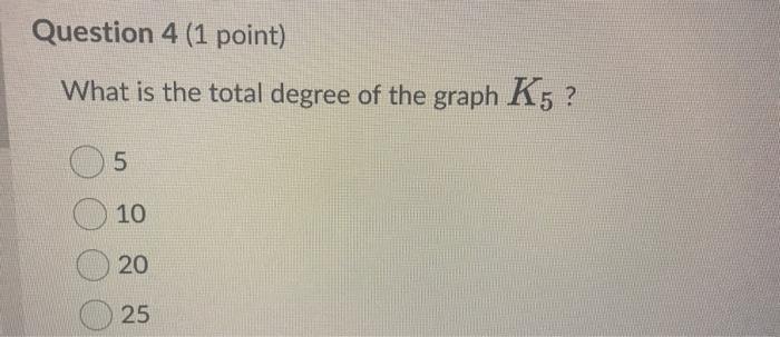 Solved Question 4 (1 point) What is the total degree of the | Chegg.com Solved Question 4 (1 point) What is the total degree of the | Chegg.com
